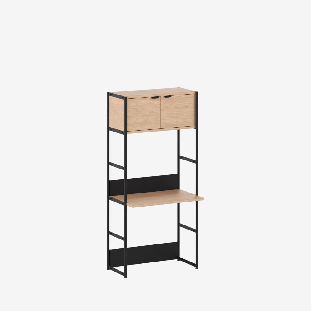 UNIT low shelving, industrial style wood and meta