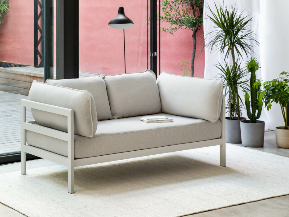 2-seater EASY sofa in recycled fabric, comfortable and timeless