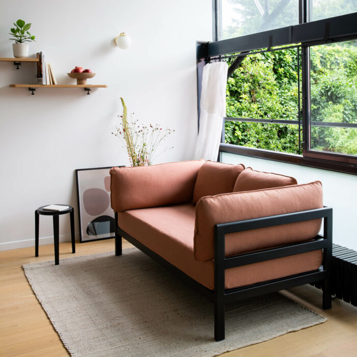 2-seater EASY sofa in recycled fabric, comfortable and timeless