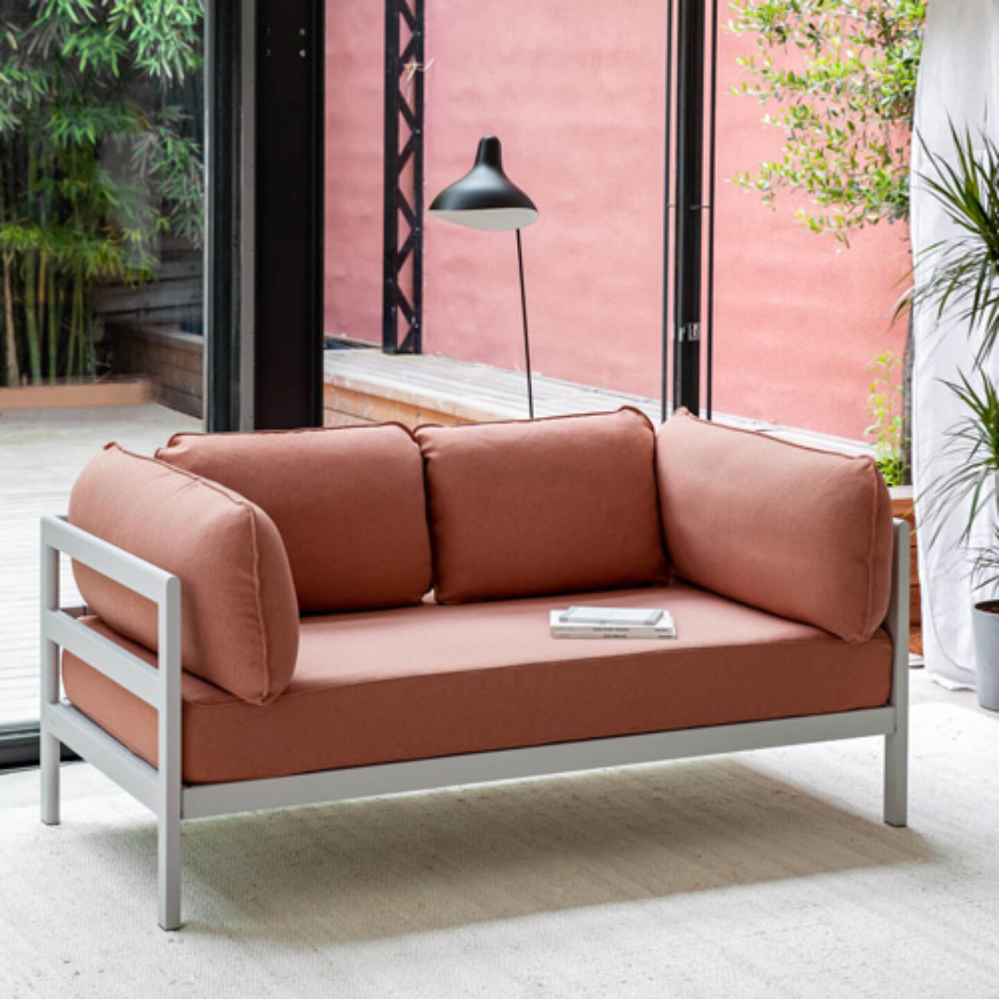 2-seater EASY sofa in recycled fabric, comfortable and timeless