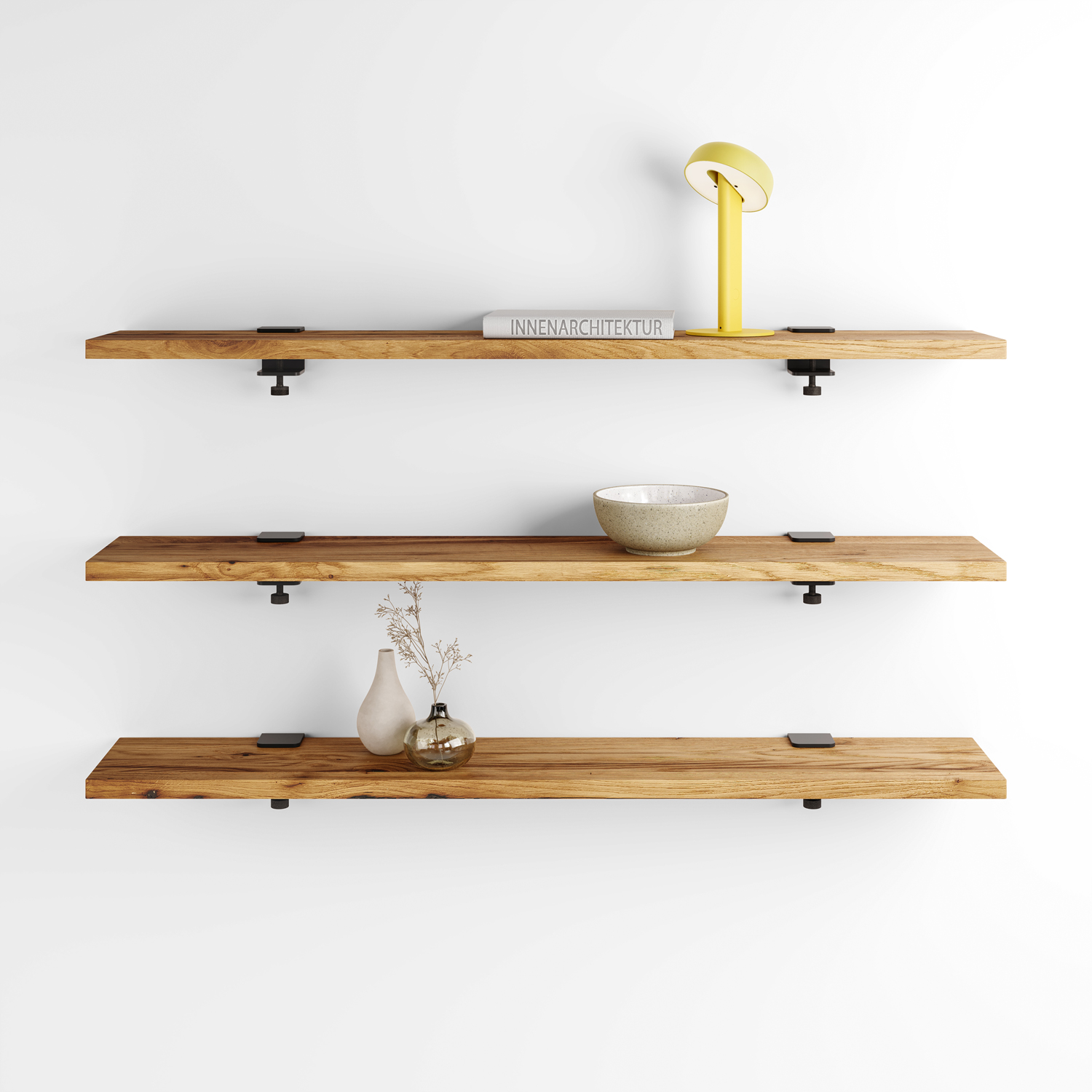 Set of 3 reclaimed wood wall shelves - 60 to 150cm