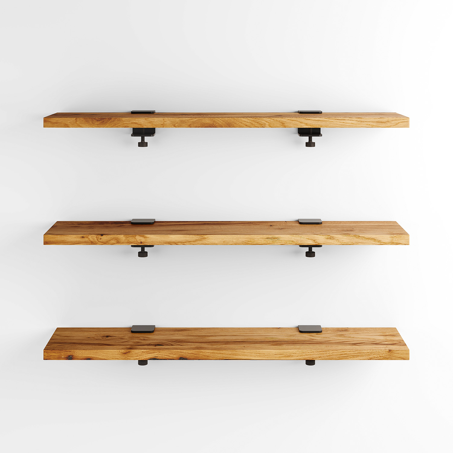 Set of 3 reclaimed wood wall shelves - 60 to 150cm
