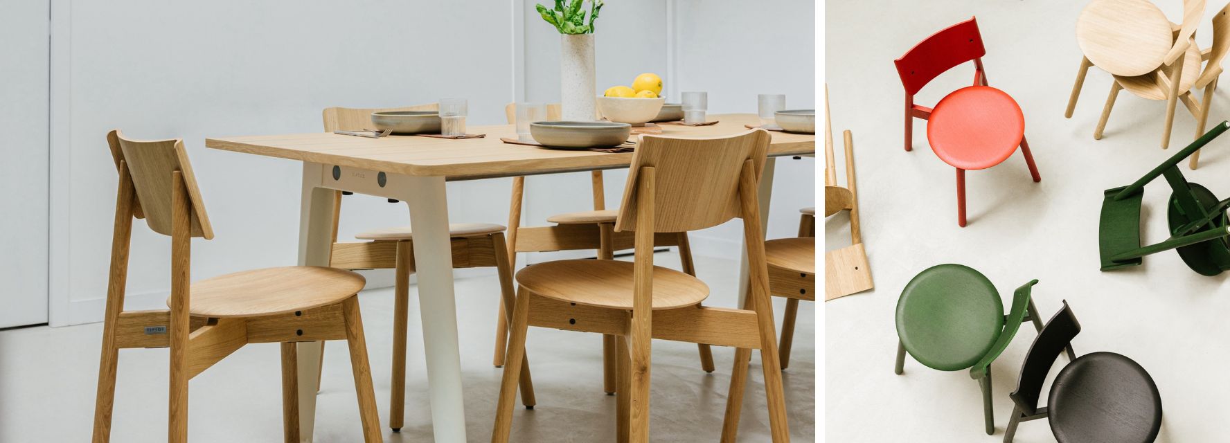 Designer chairs in solid wood, recycled plastic - TIPTOE